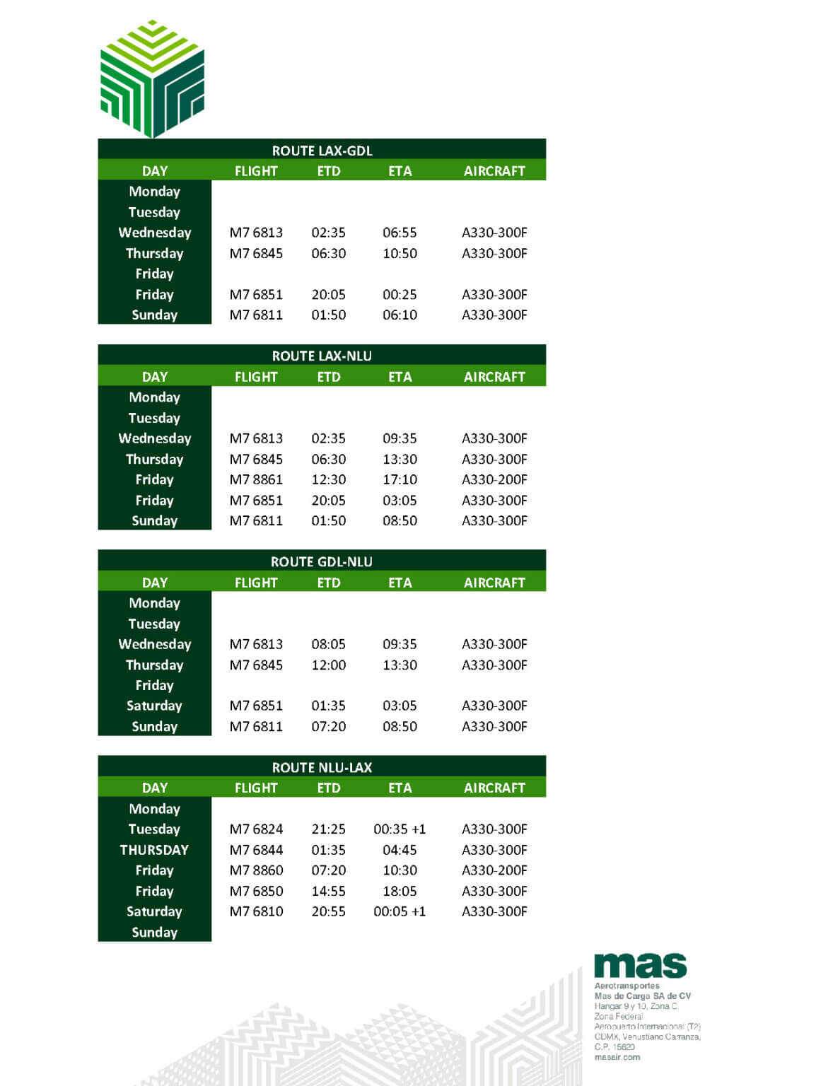 Our Schedule – mas